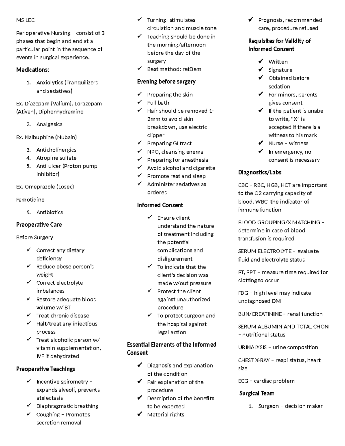 MS-LEC - Lecture notes - MS LEC Perioperative Nursing – consist of 3 ...