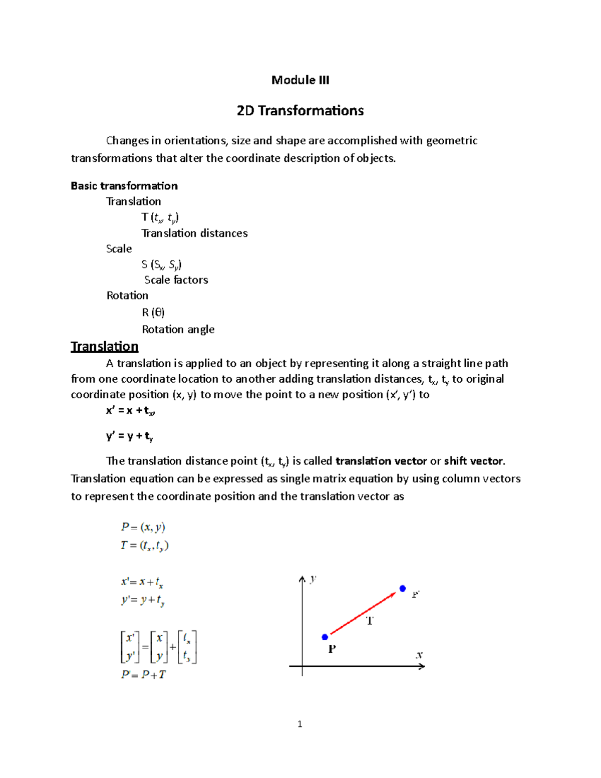Module 2 cg - Computer graphics - Module III 2D Transformaons Changes ...