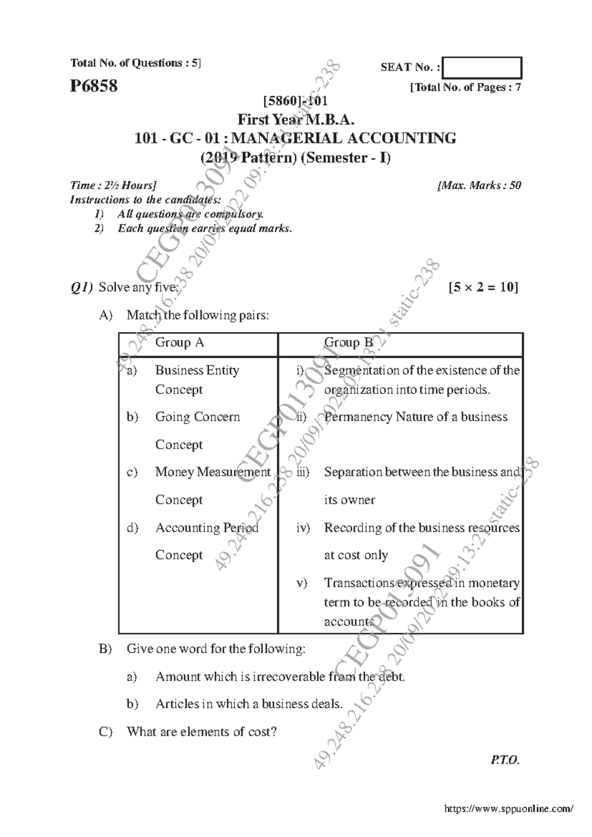 MBA 1 Sem Managerial Accounting Exam Paper - June 2022 - Studocu