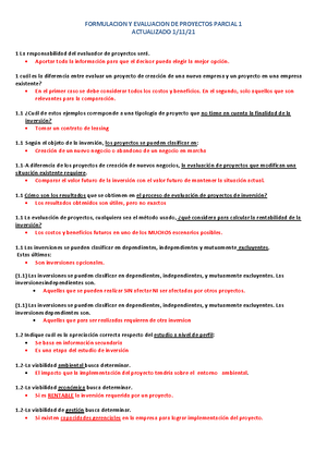Formulacion y evaluacion de proyectos - Siglo 21 - Studocu