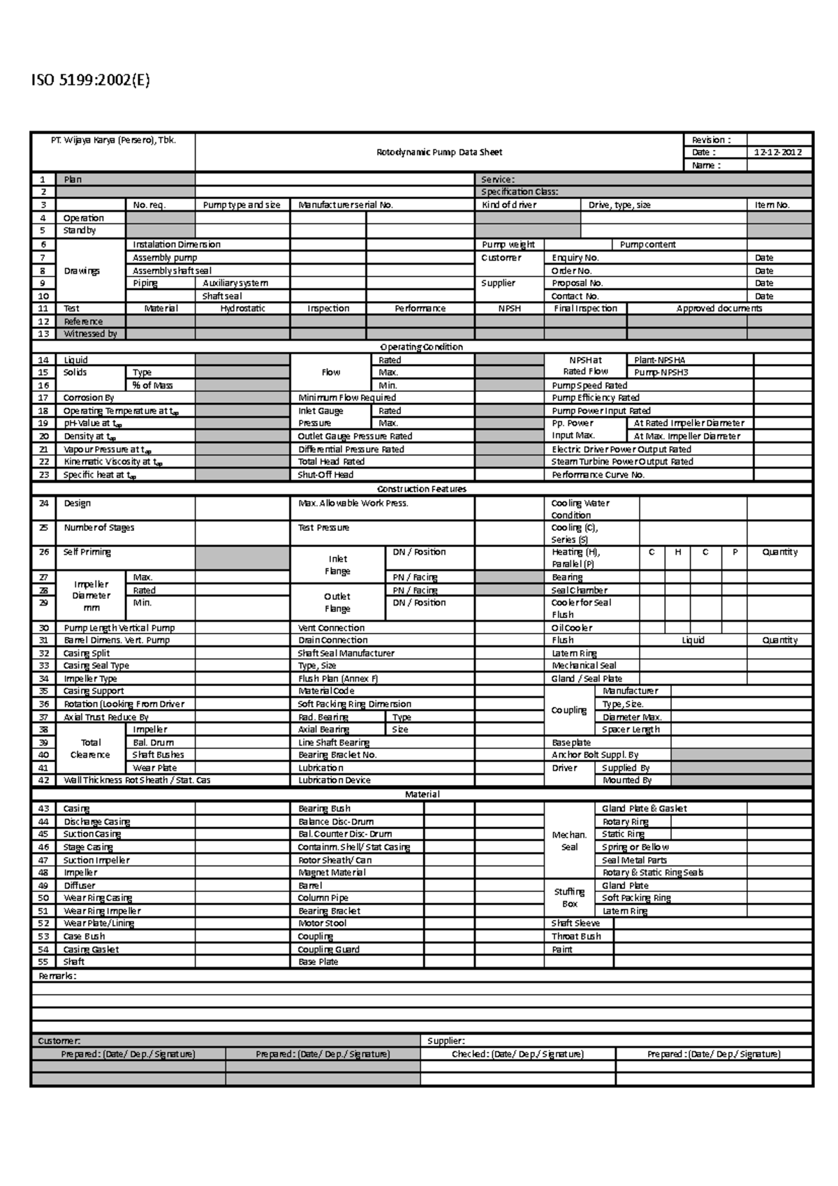 ISO 5199 Class II Centrifugal Pump Technical Data Sheet - Studocu