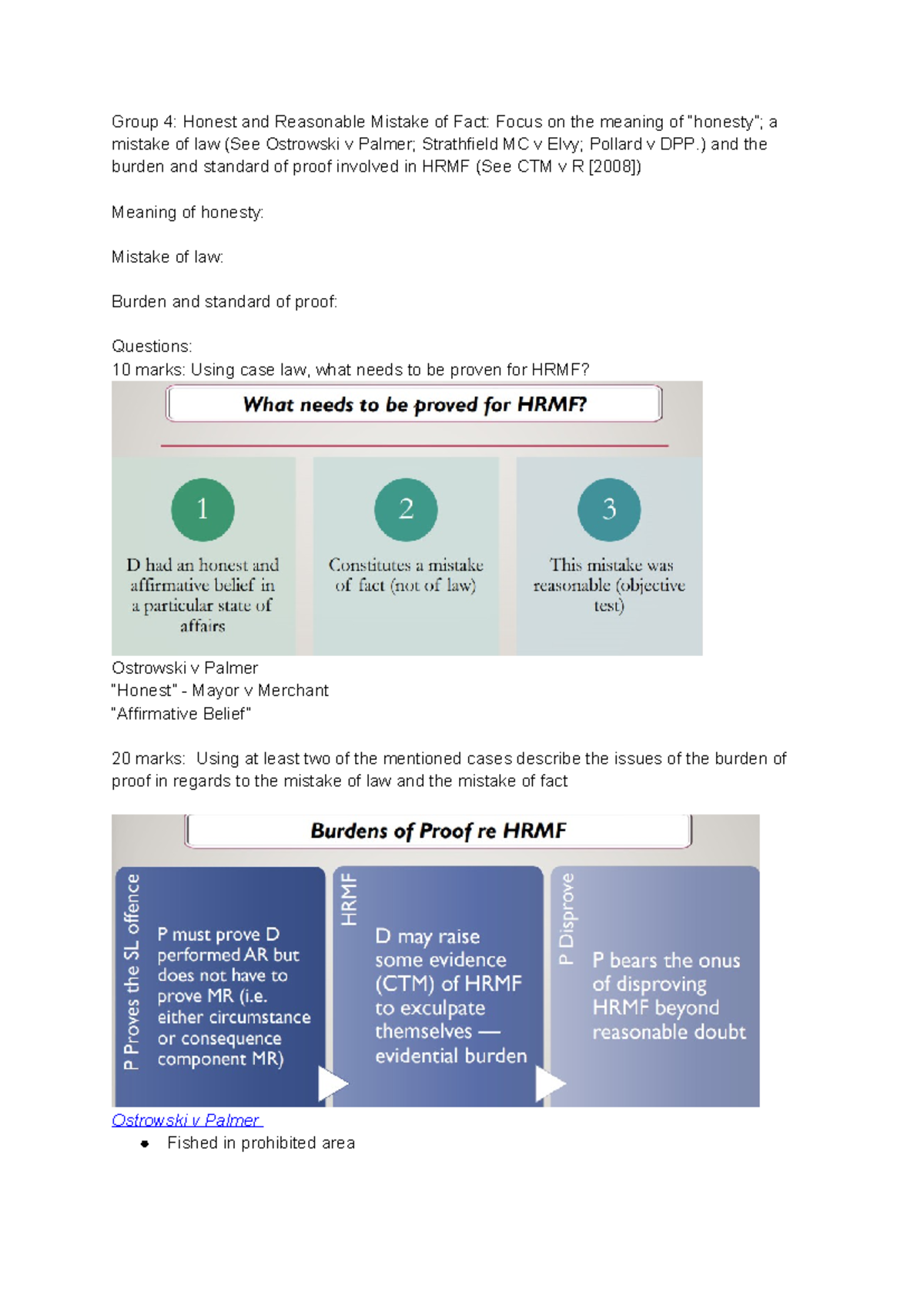 WK 1 Statutory Offences: Honest and Reasonable Mistake of Fact Analysis ...