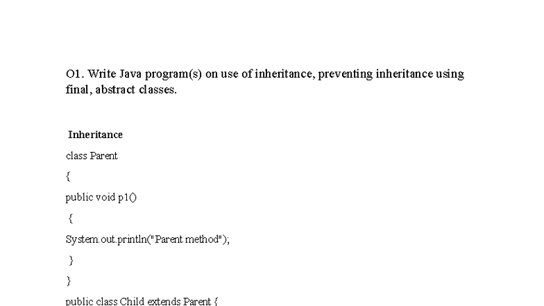 Java Lab Work: Inheritance, Overriding, Interfaces & Threads - Studocu