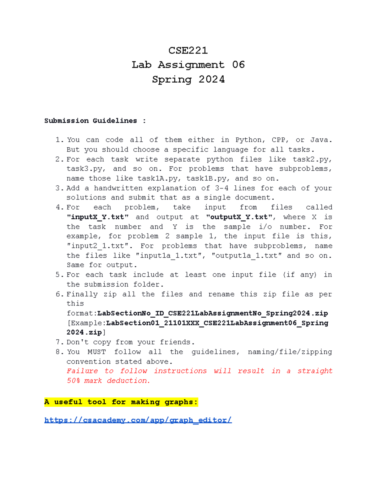 CSE221 Lab Assignment 06: Dijkstra's Algorithm Guidelines Spring 2024 ...