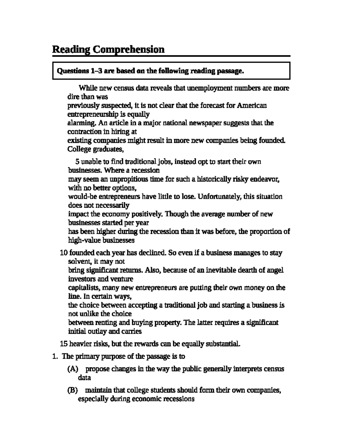 Reading Comprehension GRE PRE Exam Summary and Analysis - Studocu