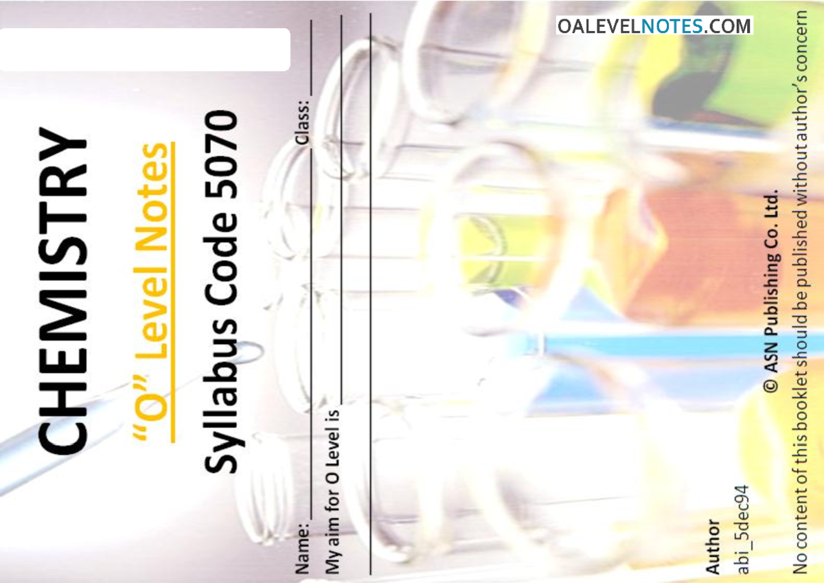 Chemistry (5070) GCE O Level Syllabus 2010: Experimental Chemistry ...