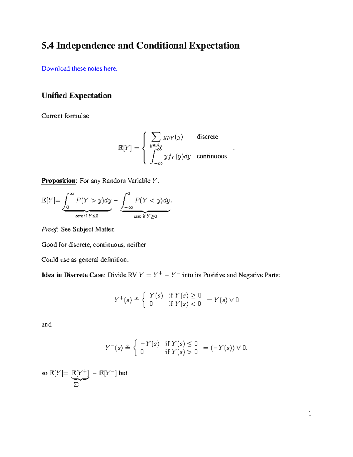 5.4 - Independence and Conditional Expectation - 5 Independence and ...