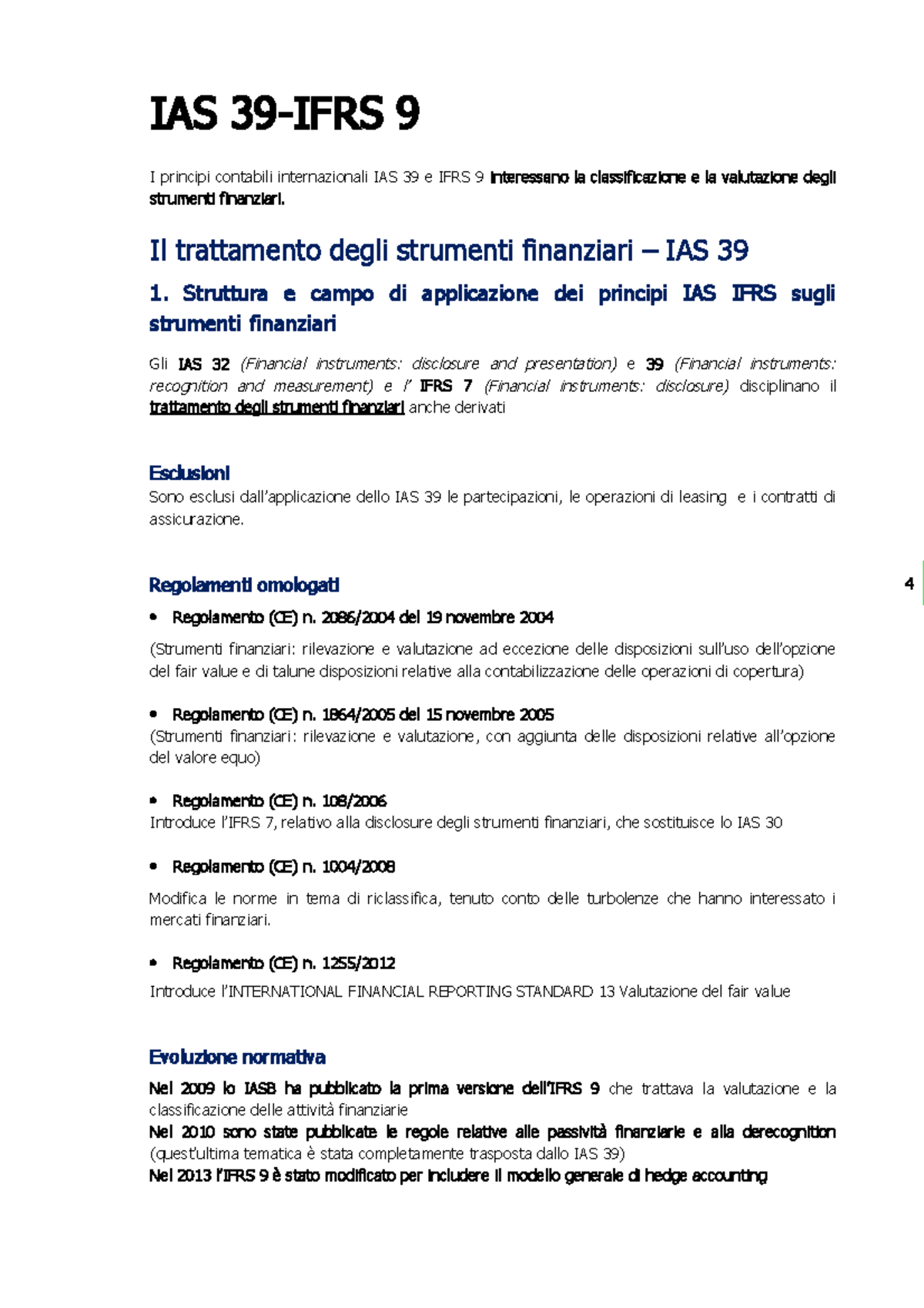 IFRS 9 v01 - passaggio dal principio contabile IAS 39 a IFRS 9 - IAS 39 ...