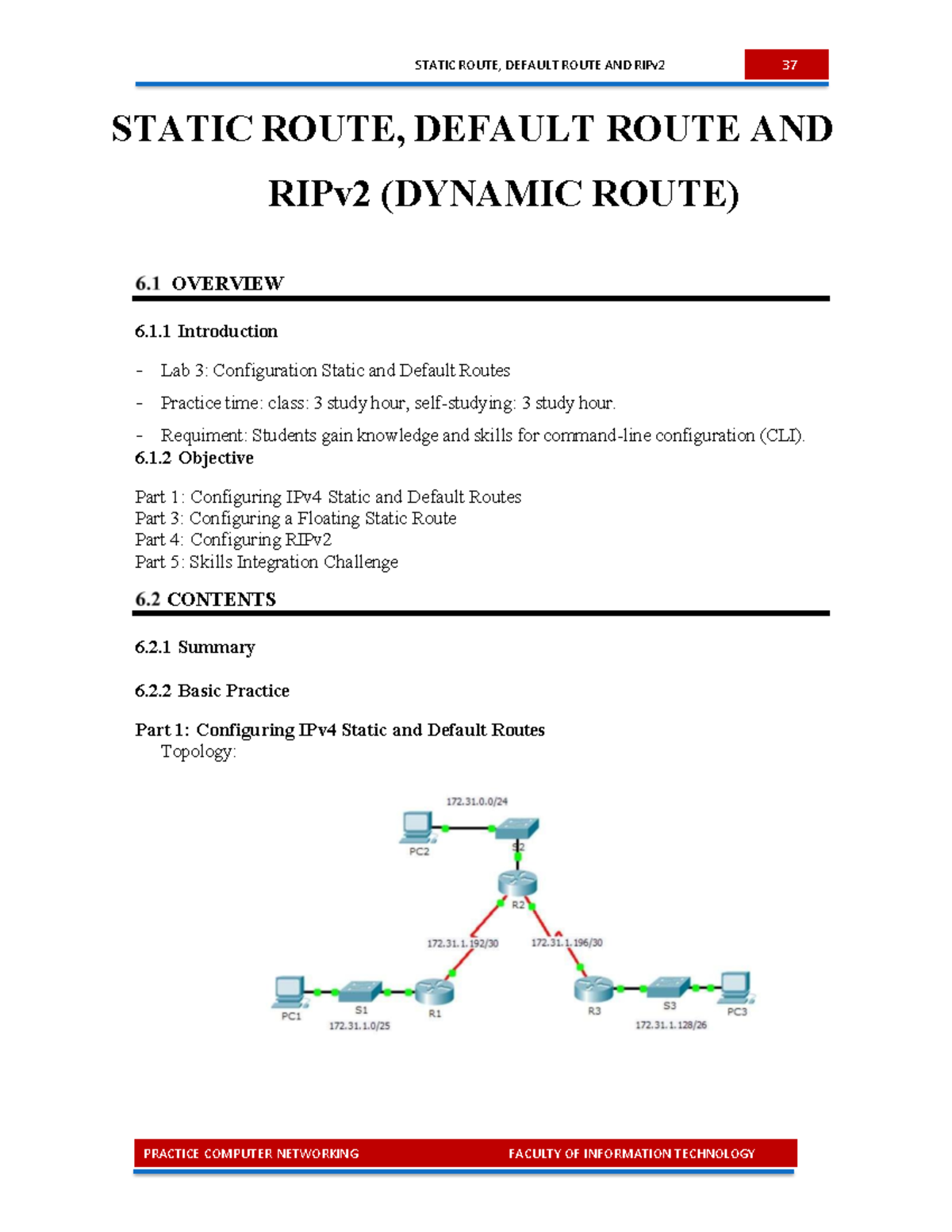 Lab 3: Configuring Static Routes, Default Routes & RIPv2 (IT-101) - Studocu