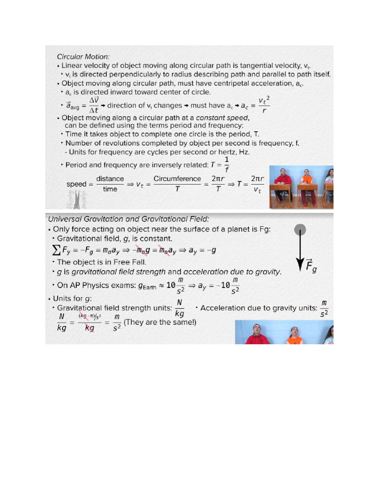 AP Physics: Circular Motion, Velocity, Acceleration, and Gravity ...