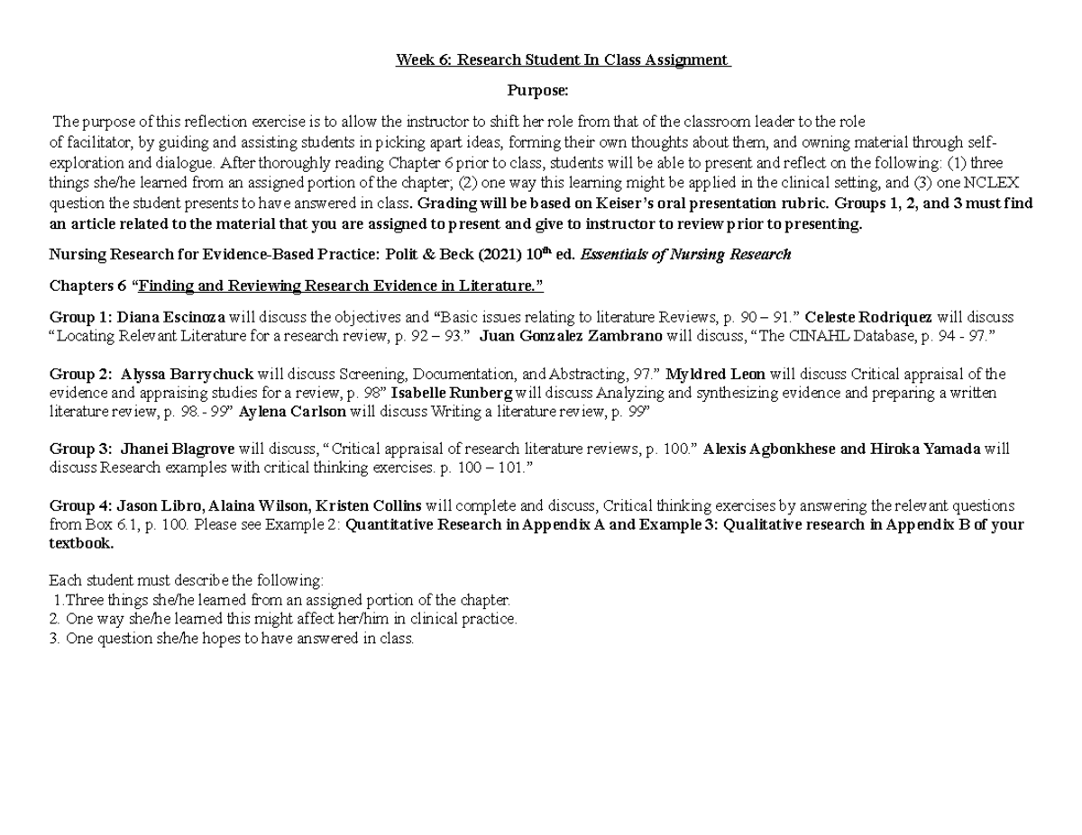 Week 6: Research Assignment Reflection on Chapter 6 Insights - Studocu