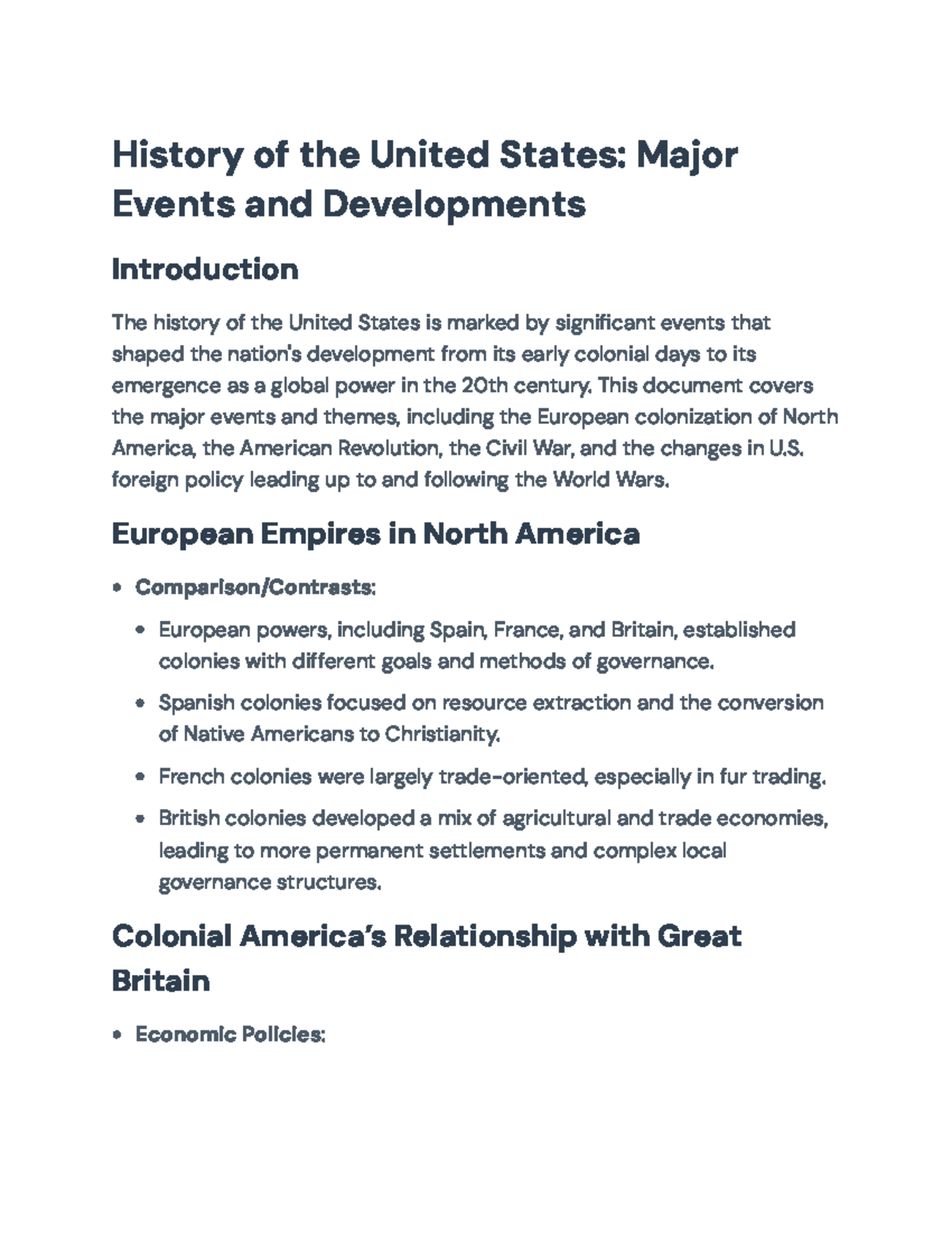 History of the U.S. (HIST 101) - Key Events & Themes Overview - Studocu