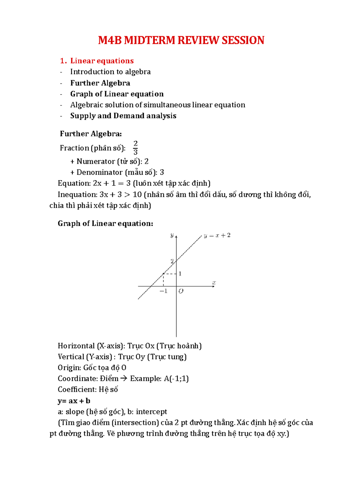 M4B Midterm Review: Algebra, Economics, and Finance Concepts - Studocu