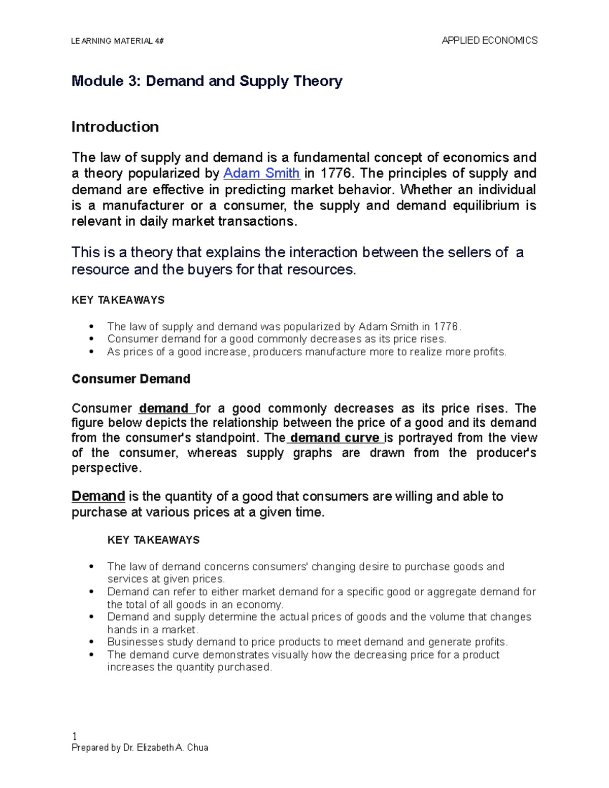 Module 3 The law of Supply and Demand 1 - Module 3: Demand and Supply ...