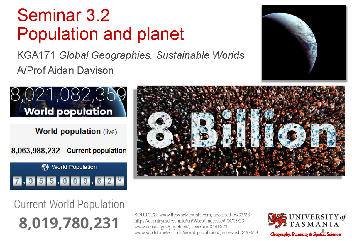 Seminar 3.2: Population Dynamics and Global Geographies KGA171 - Studocu