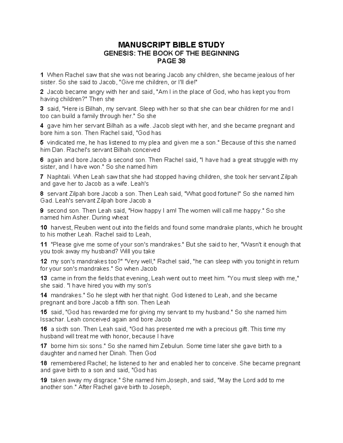 BIBLE STUDY GENESIS: RACHEL, LEAH, AND JACOB'S FLOCKS - Studocu