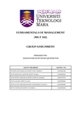 fundamental of management - mgt162 - UiTM - Studocu