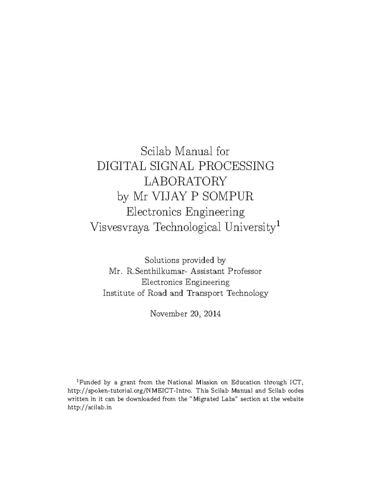 Digital signal processing laboratory - Scilab Manual for DIGITAL SIGNAL PROCESSING LABORATORY by ...
