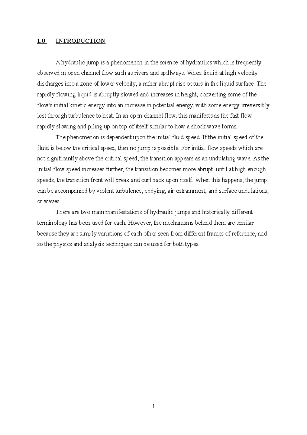 Hydraulic Jump Phenomena in Open Channel Flow: A Detailed Report - Studocu