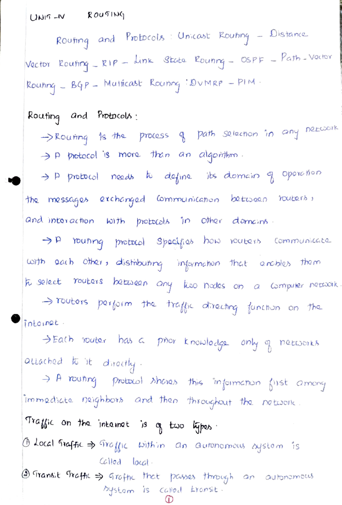 CN Unit 4 - Routing Protocols and Techniques in Computer Networks - Studocu
