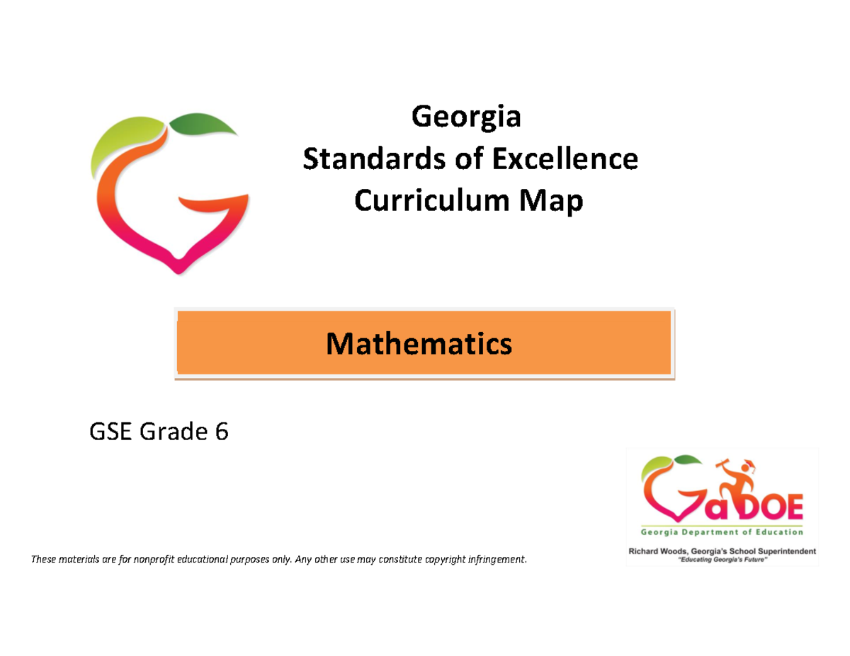 6th Math Curriculum Map - Georgia Standards of Excellence Curriculum ...