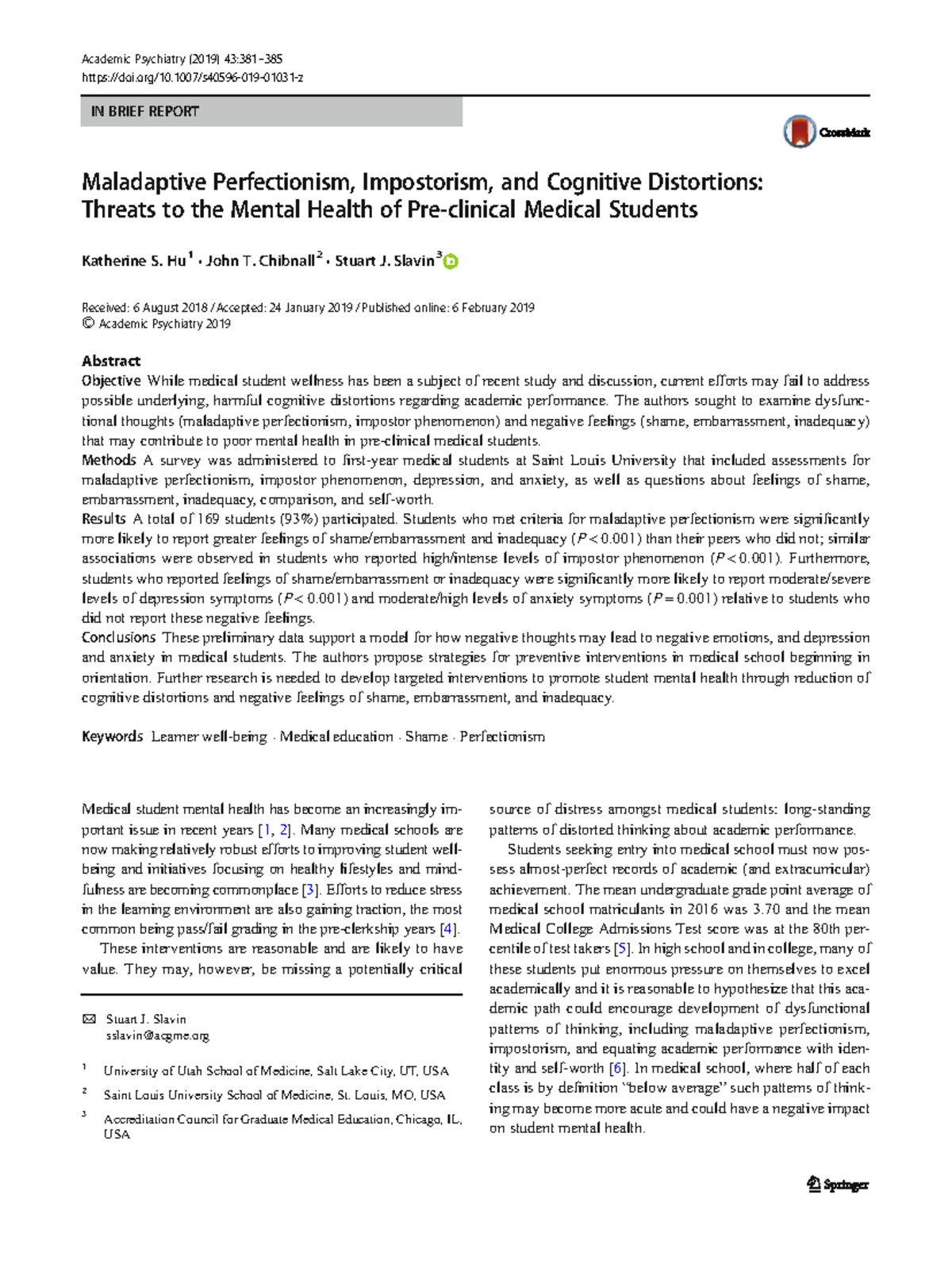S40596-019-01031-z - Maladaptive Perfectionism & Impostorism in Medical ...