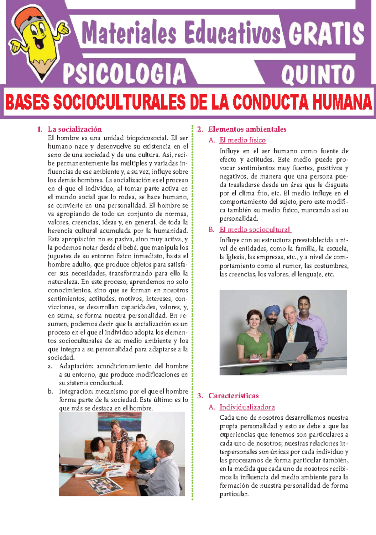 Bases Socioculturales de la Conducta Humana - Quinto Grado Secundaria ...