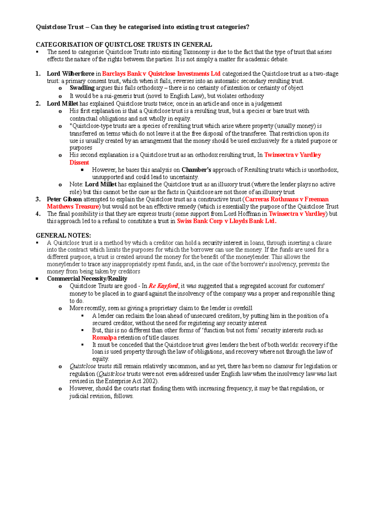 Quistclose Trust Analysis: Categorization & Implications on Equity ...