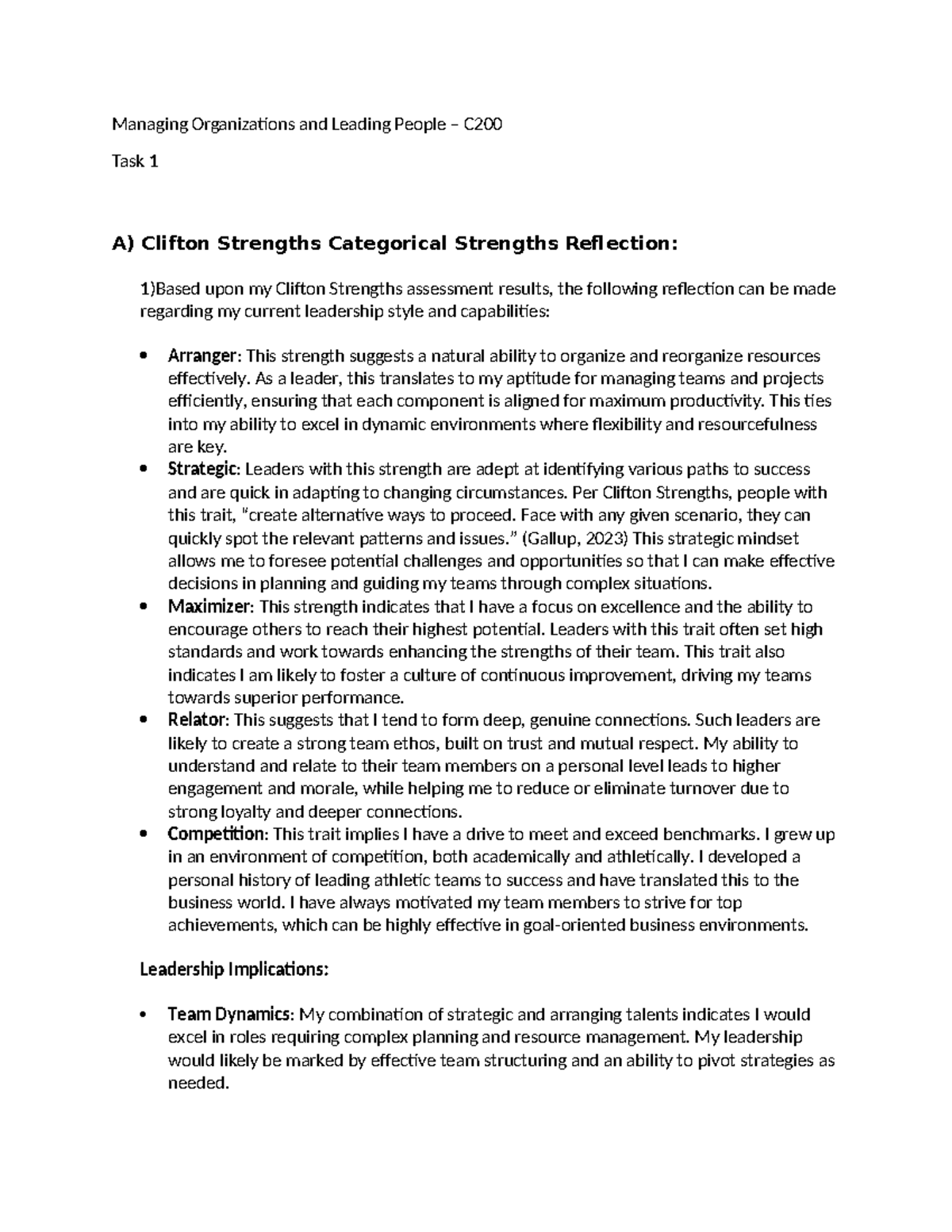 DCM2 Task 1 - Completed and Passed - Managing Organizations and Leading ...