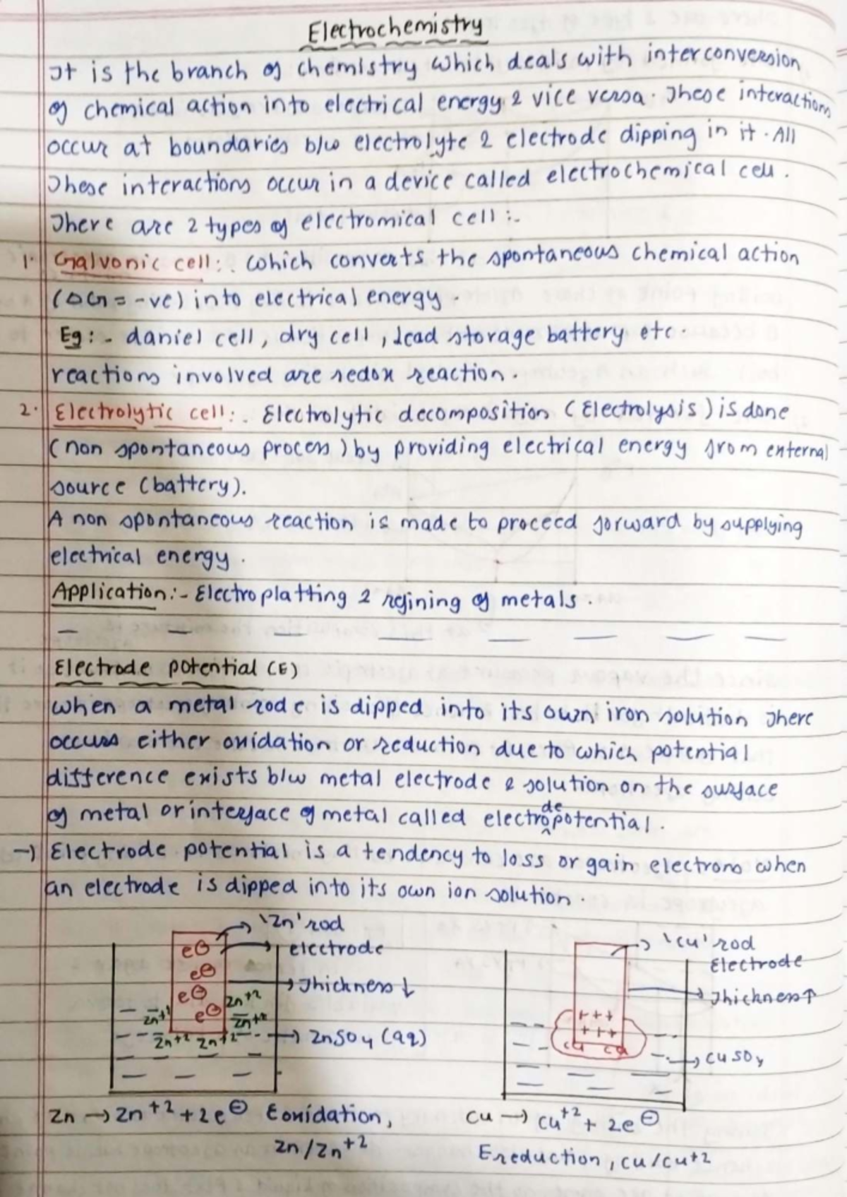 Electrochemistry Notes: Understanding Cells, Reactions, and Potentials ...