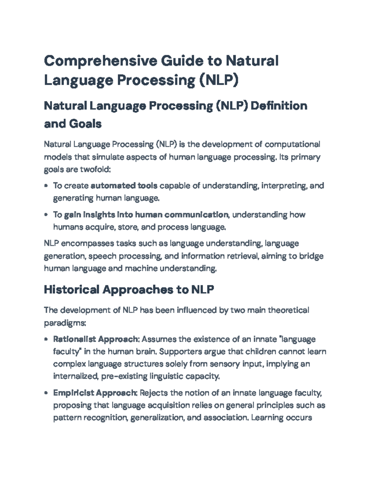 Comprehensive Overview of NLP Techniques and Theoretical Approaches ...