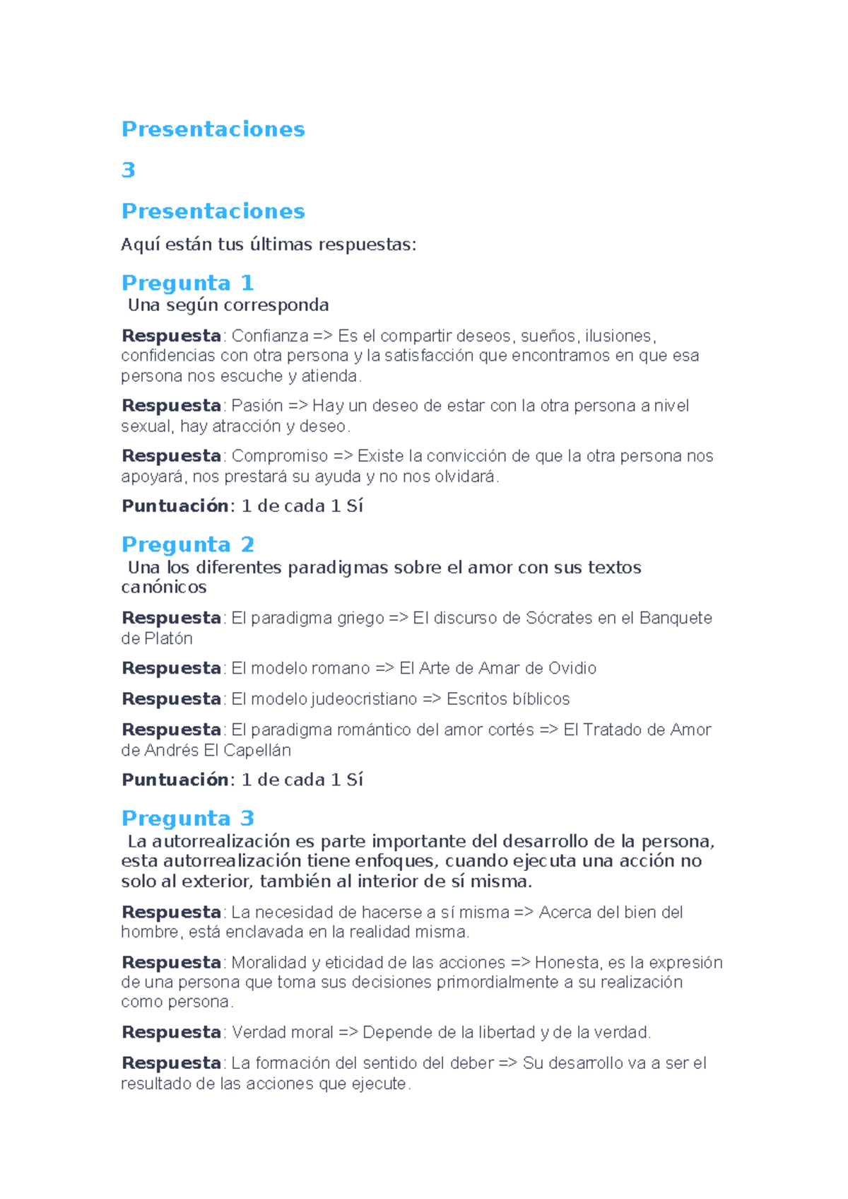 Valores en lo Personal: Módulo 3, Parte 3 - Respuestas y Reflexiones ...