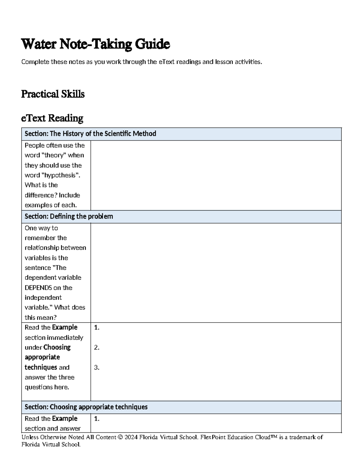 Water note taking guide - Water Note-Taking Guide Complete these notes ...