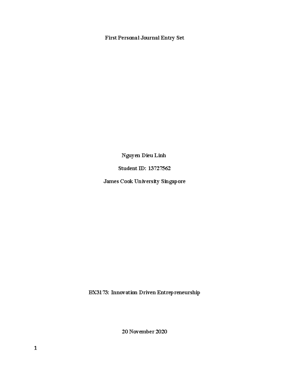 First journal - First Personal Journal Entry Set Nguyen Dieu Linh ...