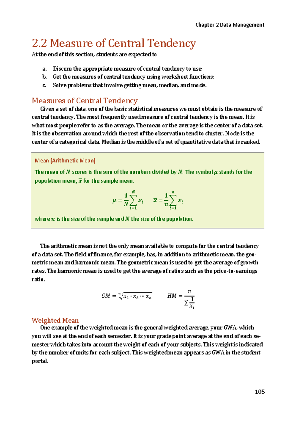 Chapter 2: Data Management - Measures of Central Tendency Explained ...