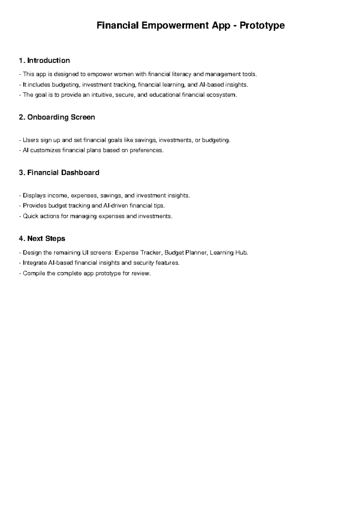 Financial Empowerment App Prototype: A Guide to Women's Financial ...