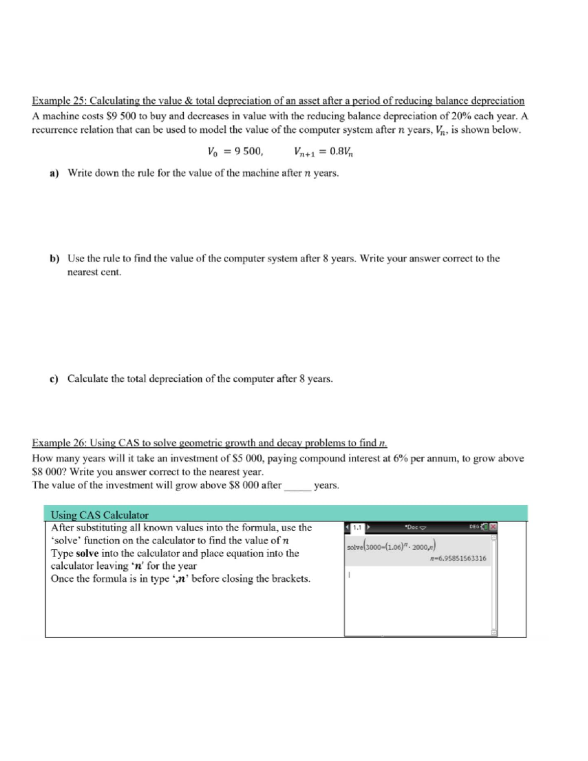 Calculating Depreciation & Growth: Example 25 & 26 Summary - Studocu