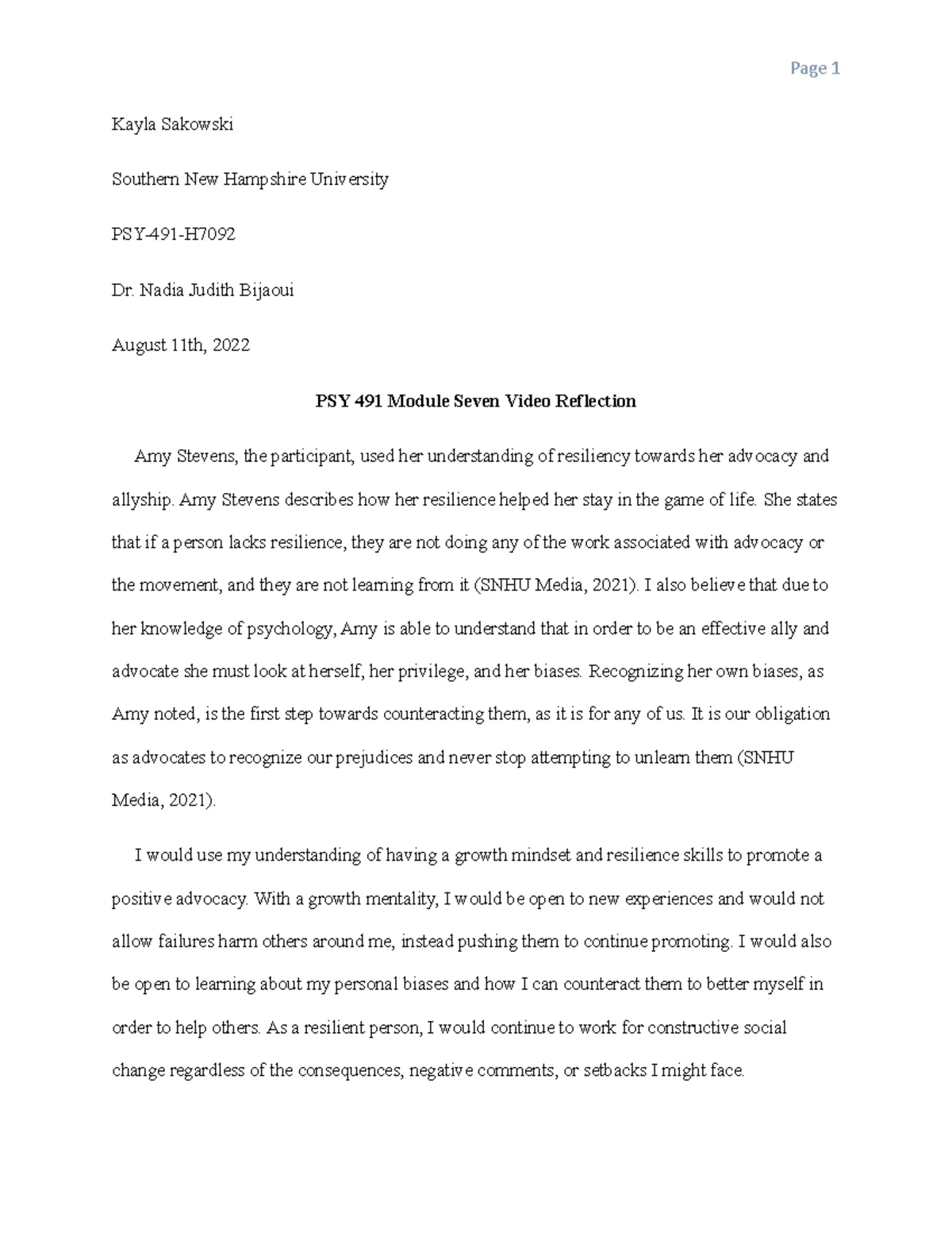 2-2 Module Two Video Reflection - Kayla Sakowski Southern New Hampshire ...