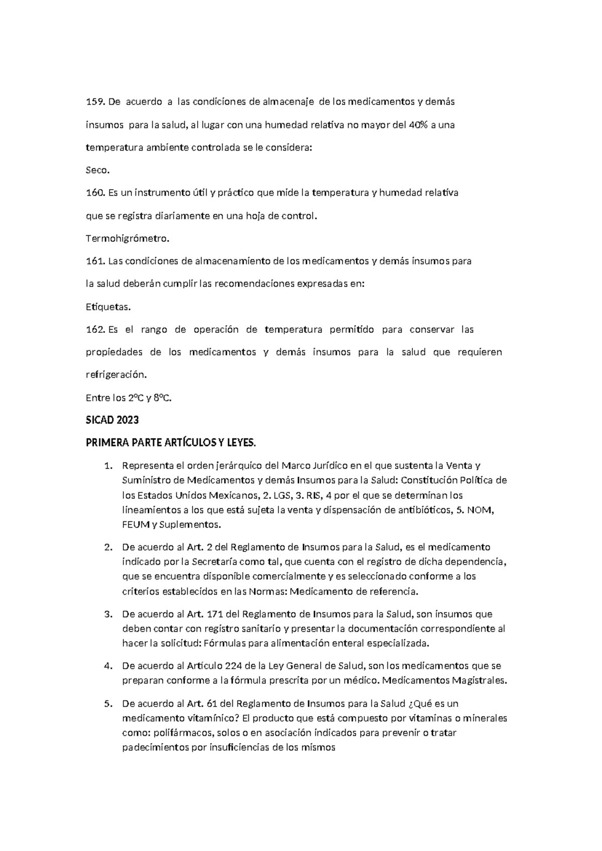 Respuestas SICAD 2026: Almacenamiento y Regulación de Medicamentos ...