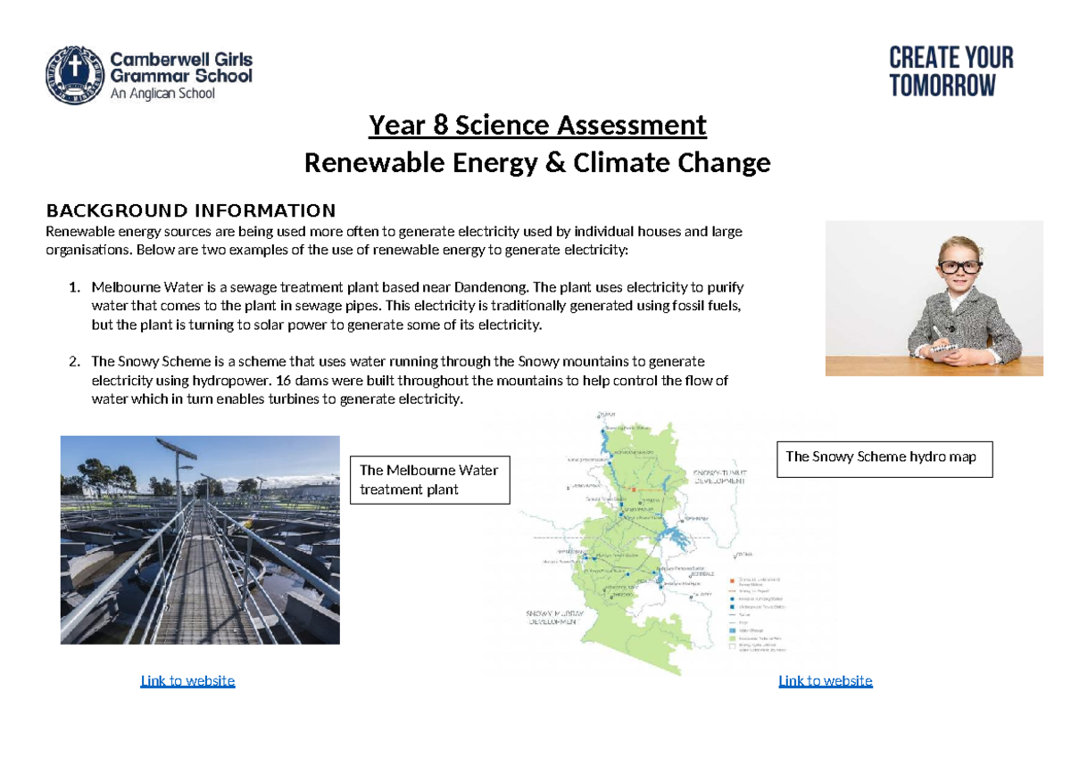 Year 8 Science Assessment: Renewable Energy & Climate Change Insights ...