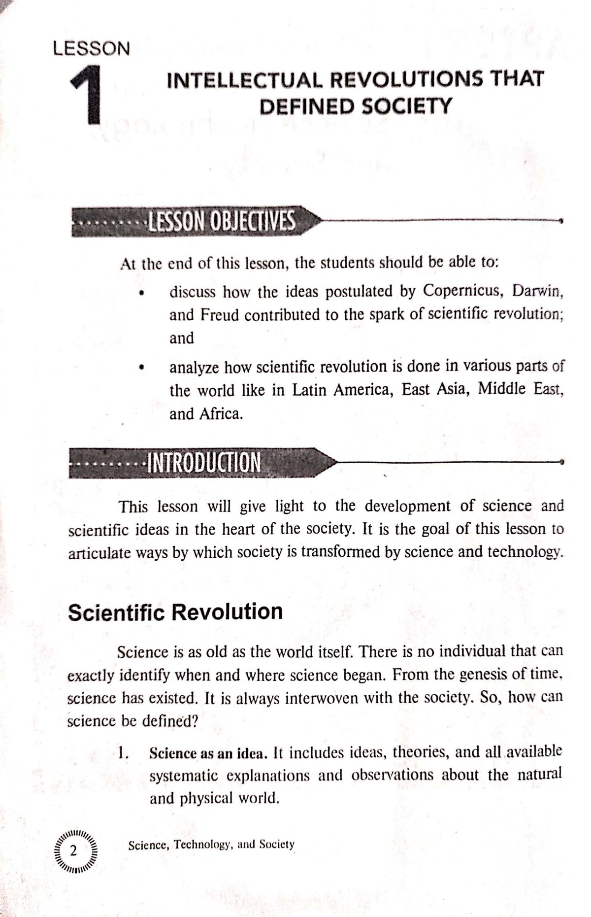 STS 101: Lesson 1 - Intellectual Revolutions in Science and Society ...