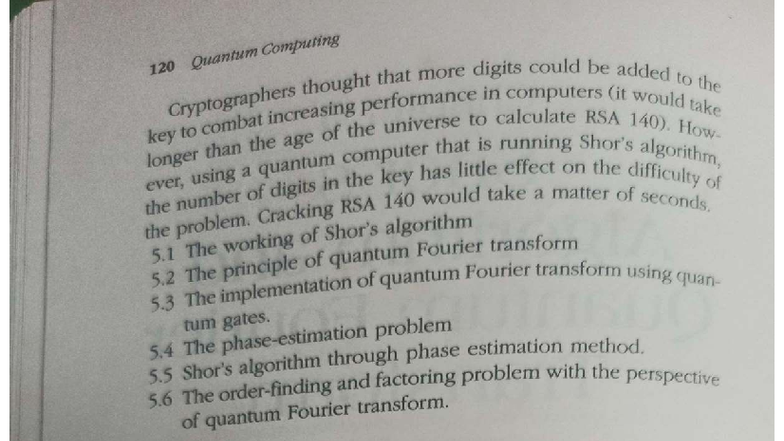 Shor's Algorithm Notes: Quantum Fourier Transform & RSA (CS 101) - Studocu