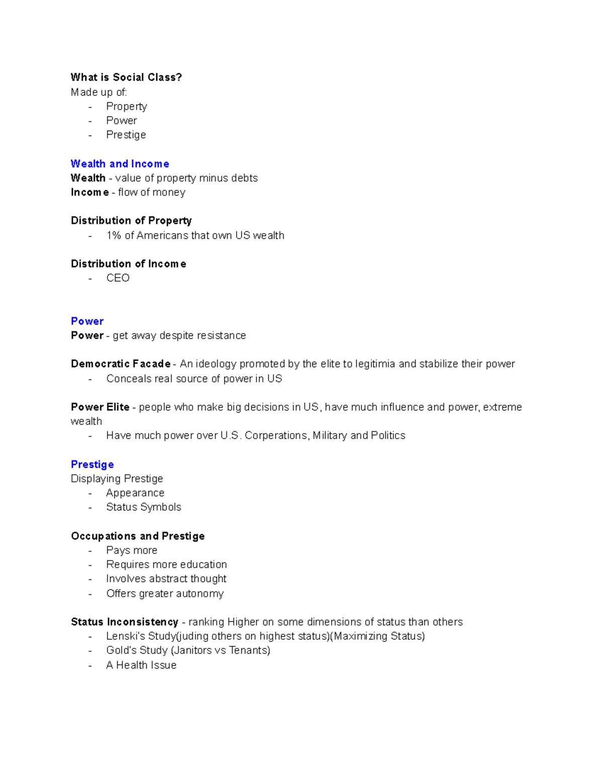 Intro to Sociology - Chapter 8 (Social Class in the US) - What is ...