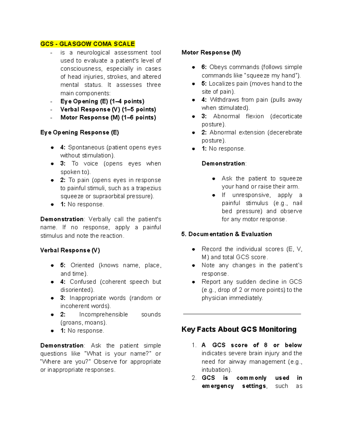 Retdem-NVS, CBG, WC - GCS, CBG, and Wound Care Overview Notes - Studocu