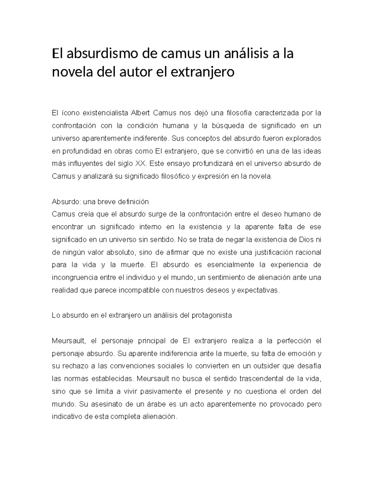 Evidencia final filosofía - El absurdismo de camus un análisis a la ...