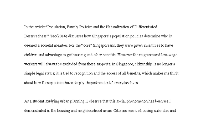 Critical Reflections on Population Policies in Urban Planning - Studocu
