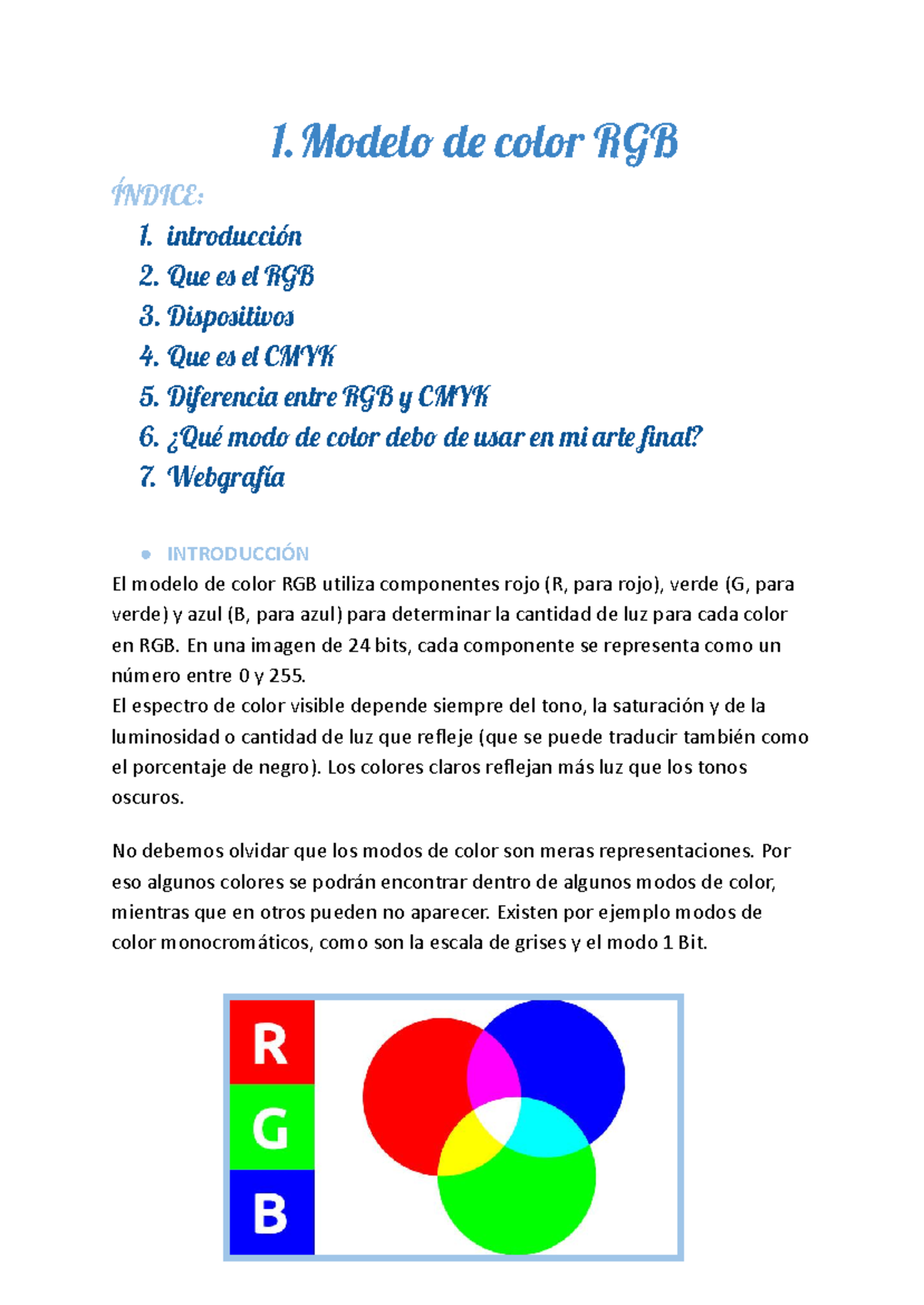 Modelo de color RGB y su diferenc. con CMYK en Artes Visuales - Studocu