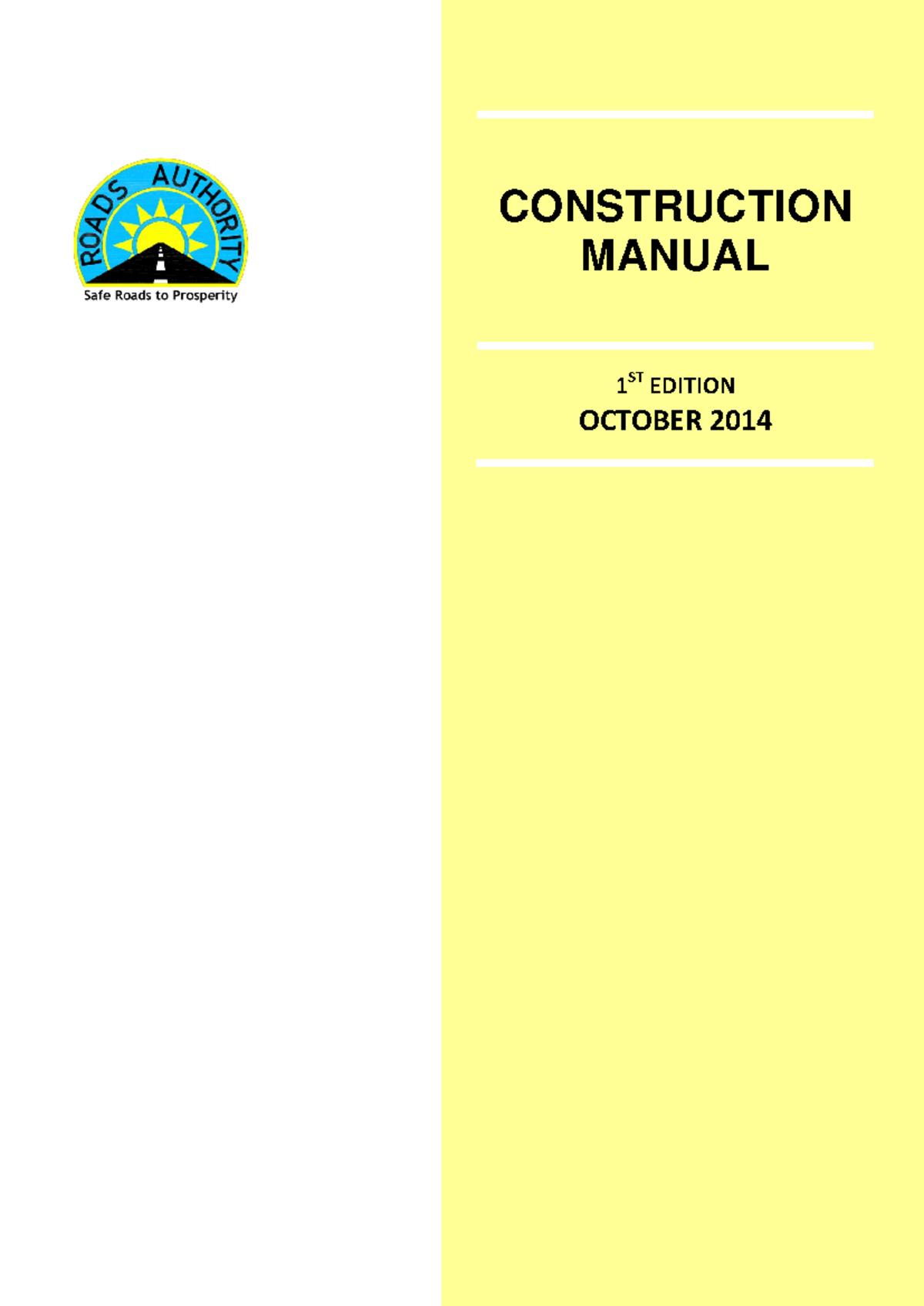 Construction Manual [1st Edition] - October 2014 Overview and ...