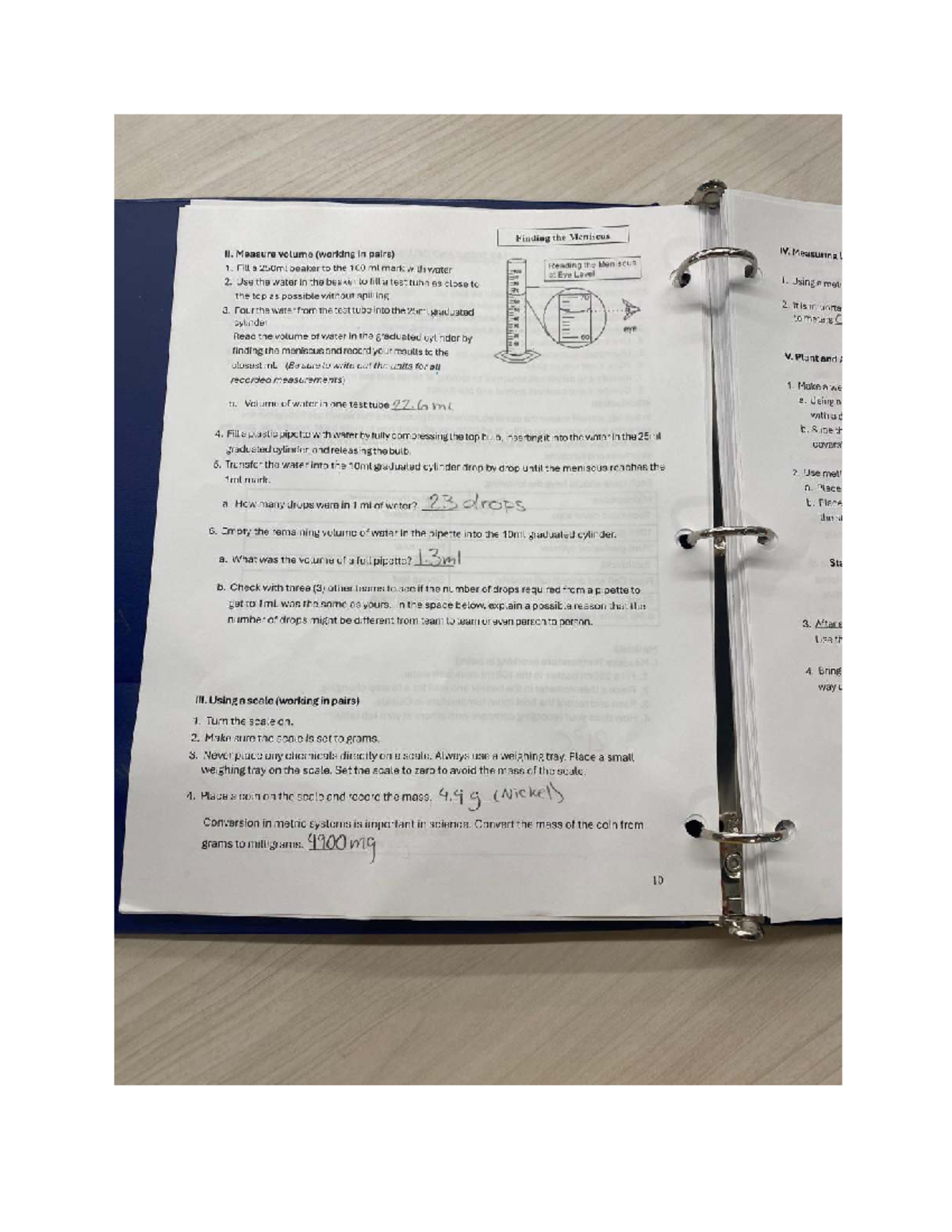 Lab Report: Measuring Meniscus and Molecular Movement in Cells (BIO 101 ...