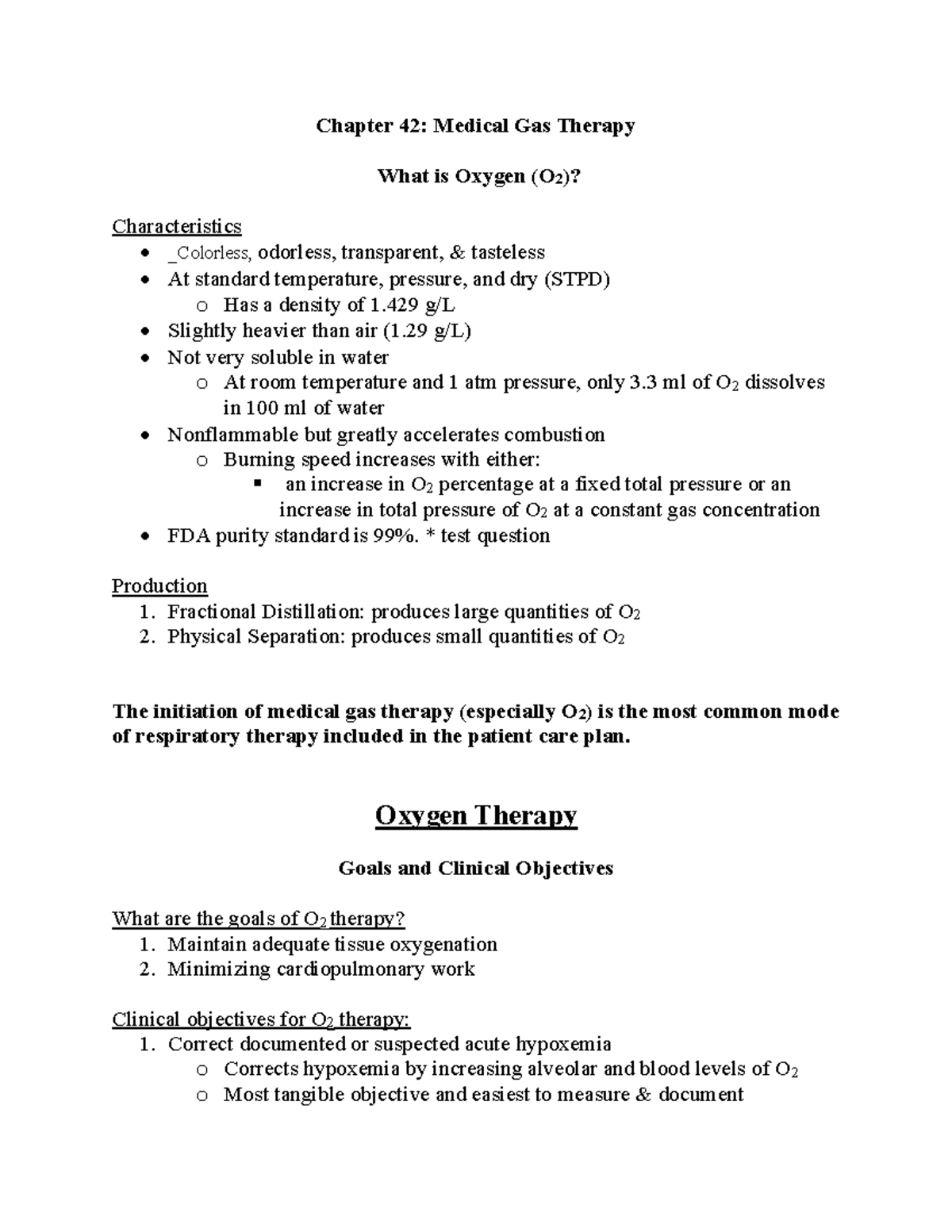 Ch. 42 Medical Gas Therapy: Understanding Oxygen (O2) Characteristics ...